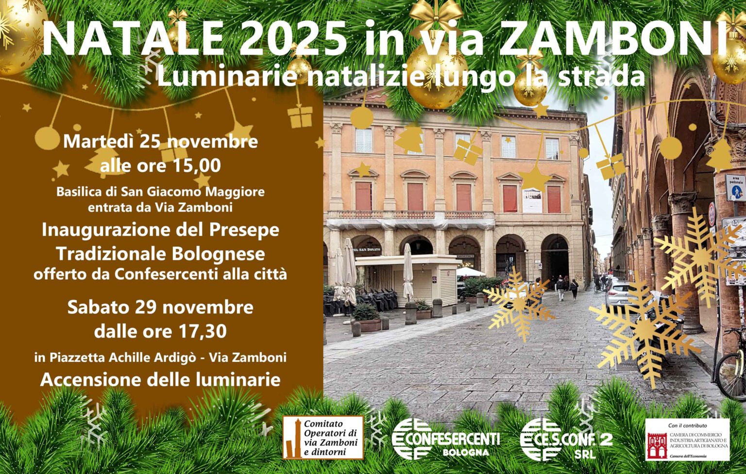 Confesercenti Bologna: Natale 2025 in via Zamboni
